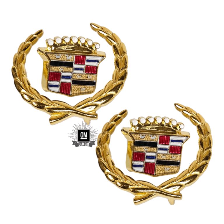 80-96 Cadillac Golden Roof Side Panel Crest Emblem & Wreath Set B94 ...