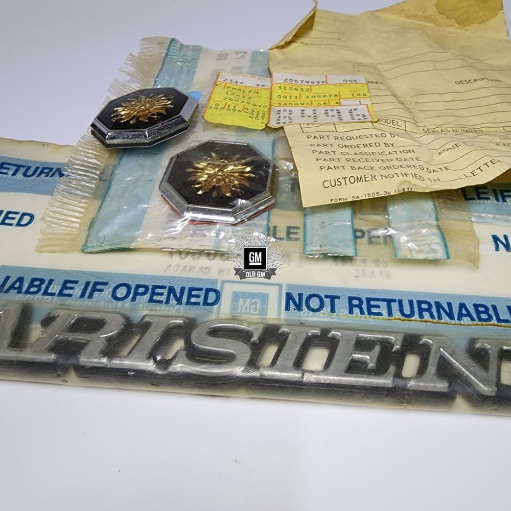 NOS GM 83-86 Parisienne C-Pillar & Trunk Emblems - Old GM